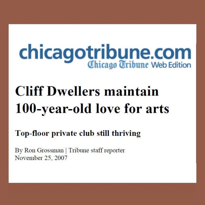 100th Anniversary Chicago Tribune Article – The Cliff Dwellers